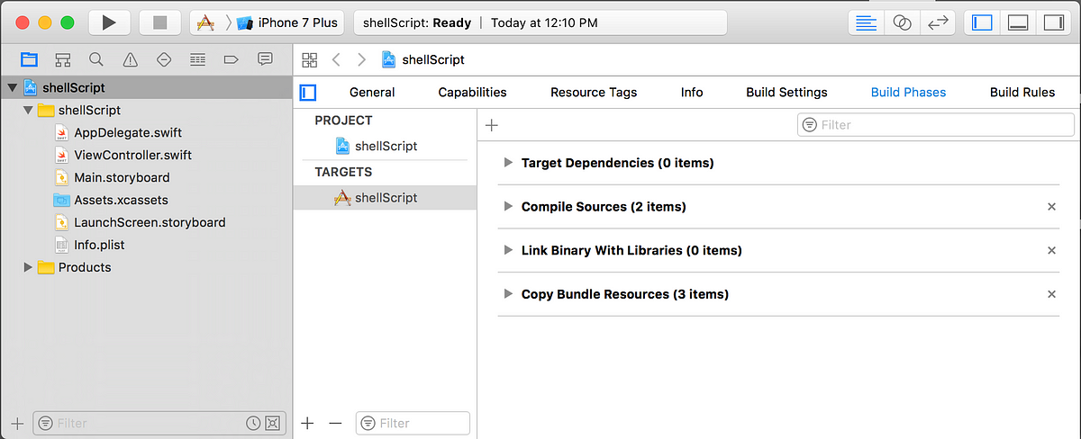 Xcode | Add build-phase shell script without cluttering your project ... Xcode | Add build-phase shell script without cluttering your project ...