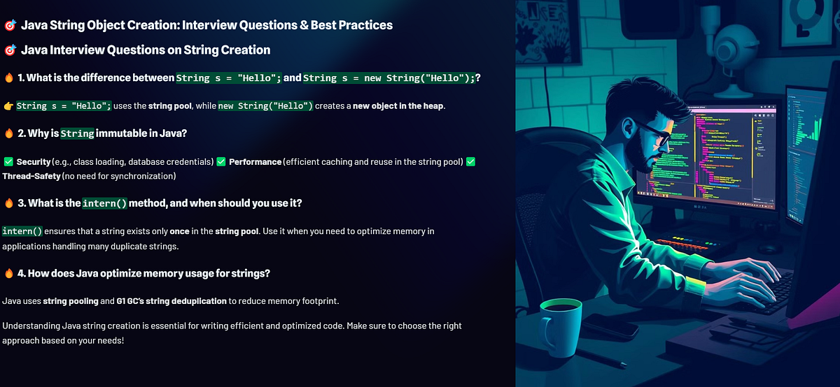🎯 Java String Object Creation Interview Questions And Best Practices By Sanjay Singh Medium 8851