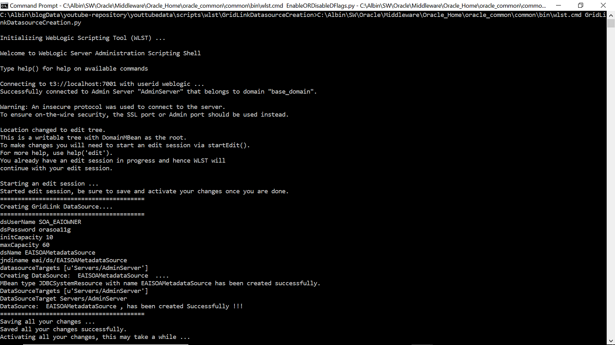 WLST script to create Gridlink data source in WebLogic | by Albin Issac ... WLST script to create Gridlink data source in WebLogic | by Albin Issac ...