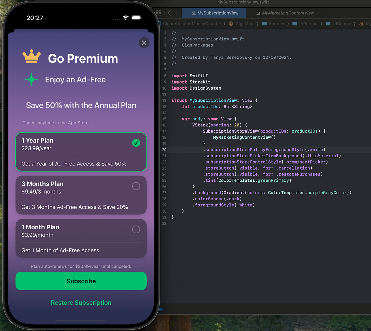 iOS In-App Subscription with StoreKit 2 | by Tanya Berezovsky | Medium