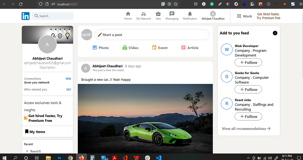 Linkedin Clone - Abhijeet Chaudhari - Medium