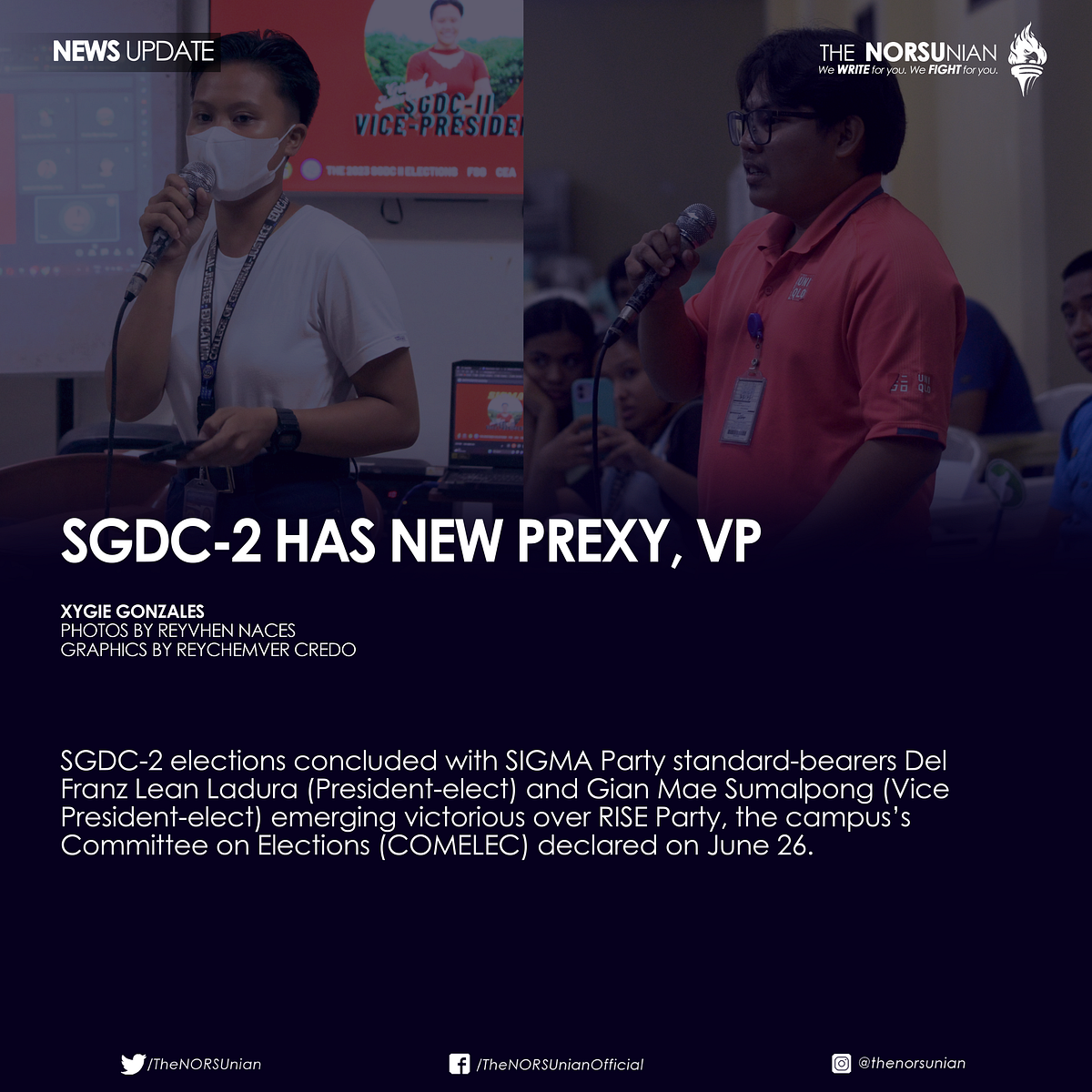 SGDC-2 has new prexy, vp. Article by Xygie Gonzales | by The NORSUnian | Medium