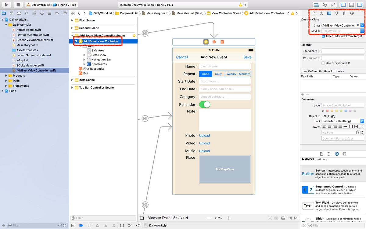 [Swift]Daily Work List App — 10. Develop Add Event Page View Controller ...