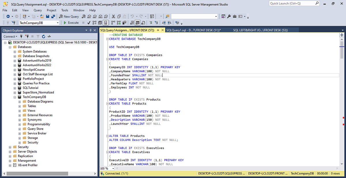 MY FIRST TRIAL AT SQL- DATABASE DESIGN AND MANIPULATION. | by Ezenagu ...