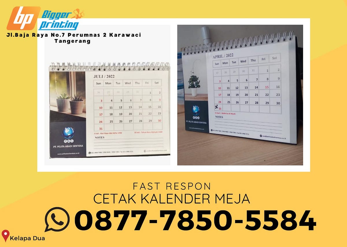 FAST RESPON, Wa./Call. 0877–7850–5584, Cetak Kalender Meja di Kelapa Dua ...