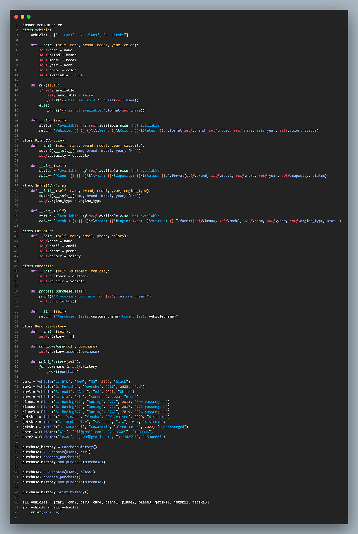 Vehicle Management System. This Python script defines a set of… | by ...