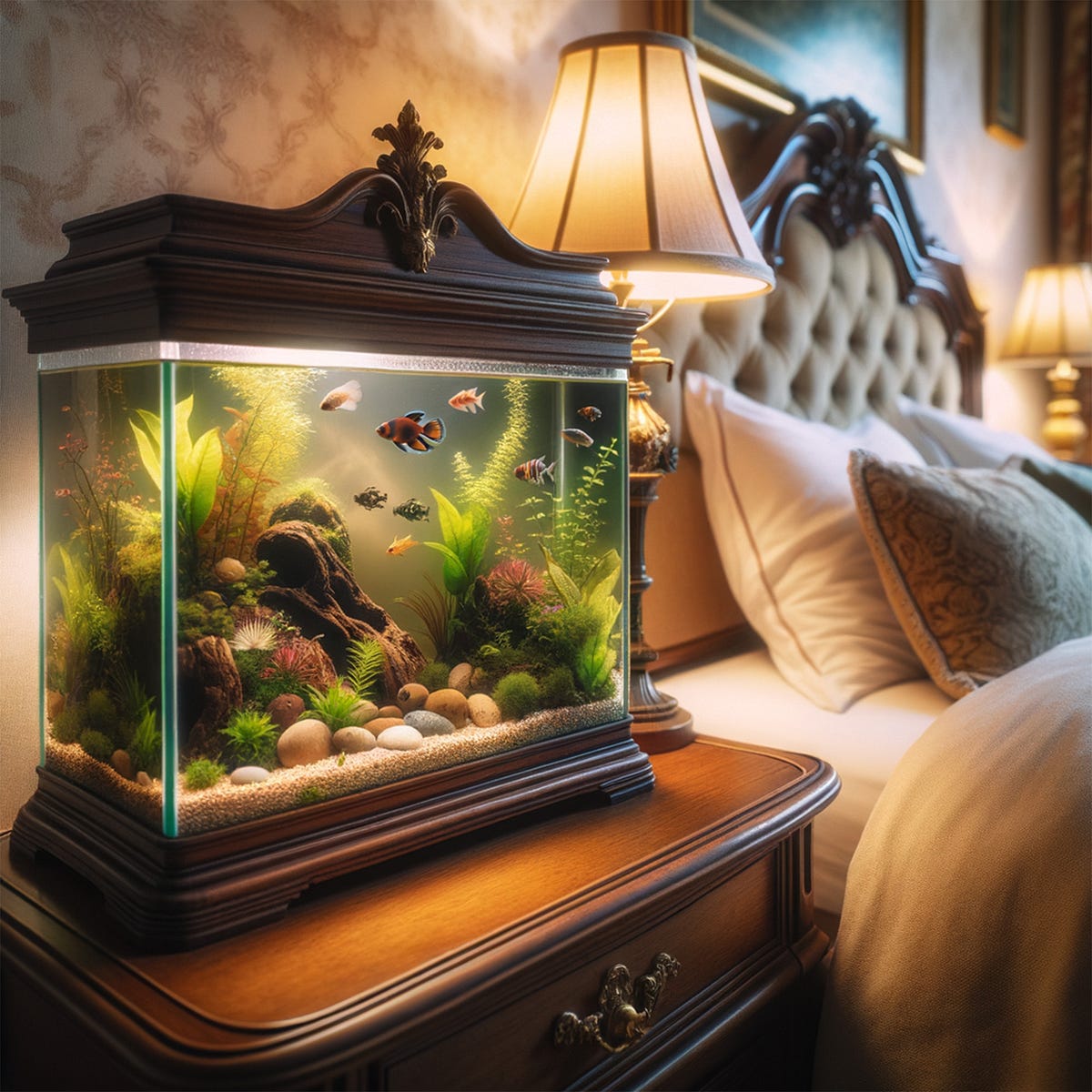 Choose a fish tank suitable for the bedroom with driftwood aquarium ...