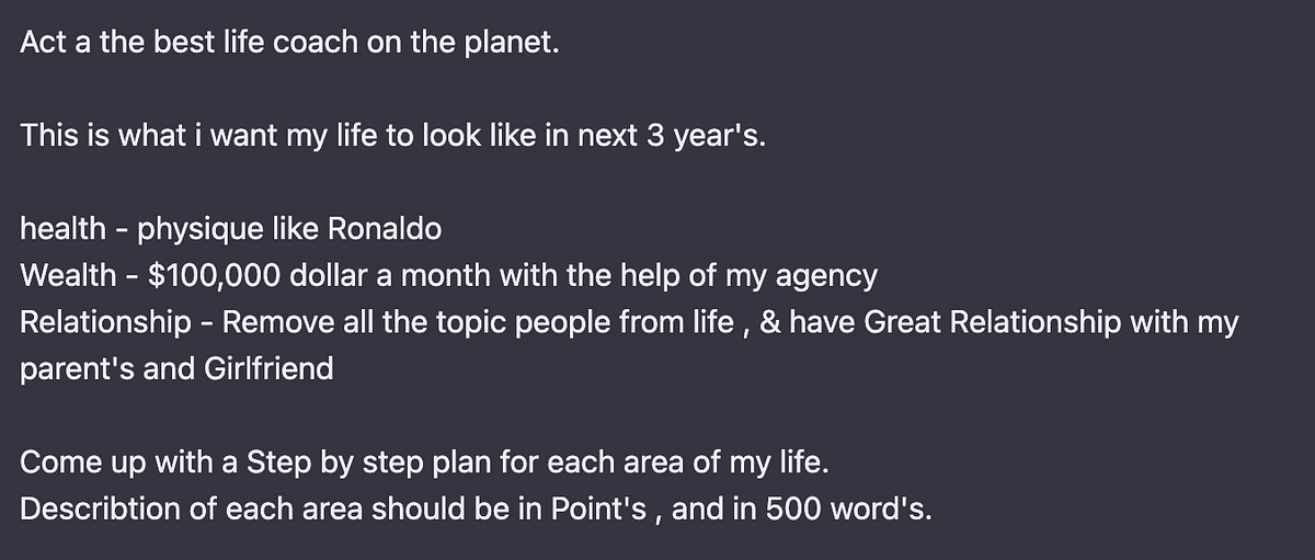 I asked chat GPT to come up with a life plan for me → Here is what ...
