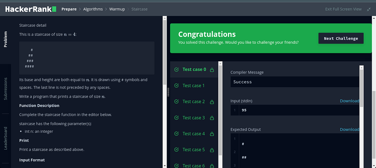 STAIR CASE HACKERRANK SOLUTION. Problem statement: Write a program that ...