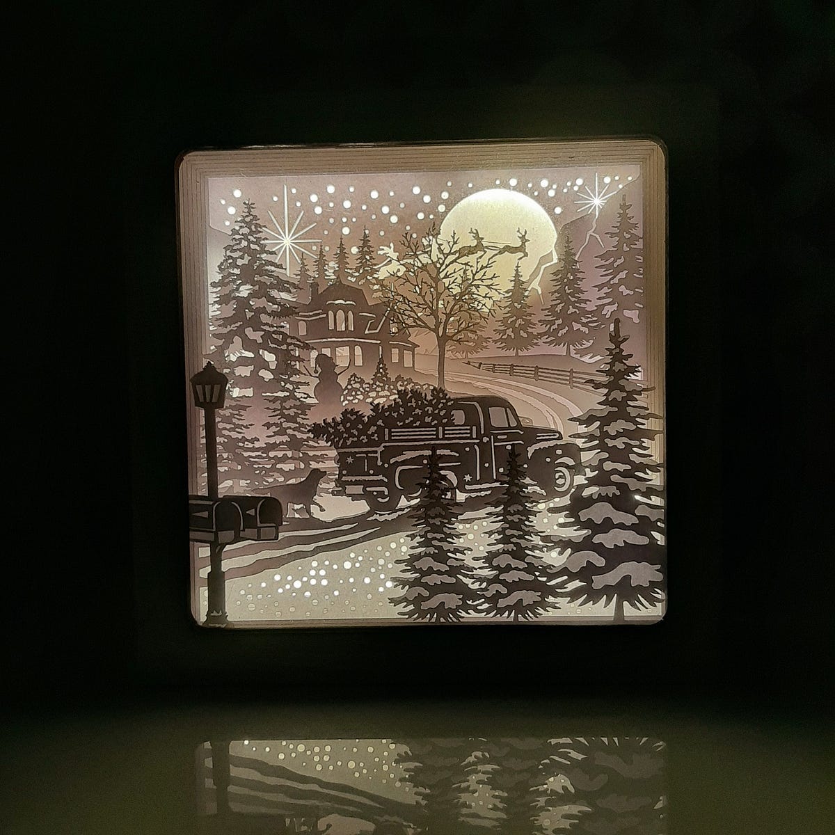 Merry Christmas Shadow Box/Lightbox Snow Santa’s Cabin — Christmas ...