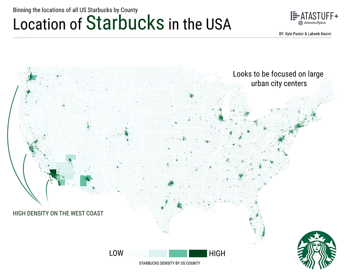 Geobinning Starbucks. Using Python, Geobinning and Matplotlib… | by ...