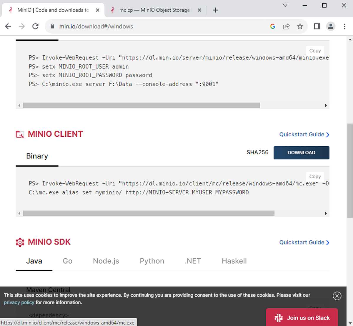 Installing MINIO CLIENT on windows - Deepak Rai - Medium