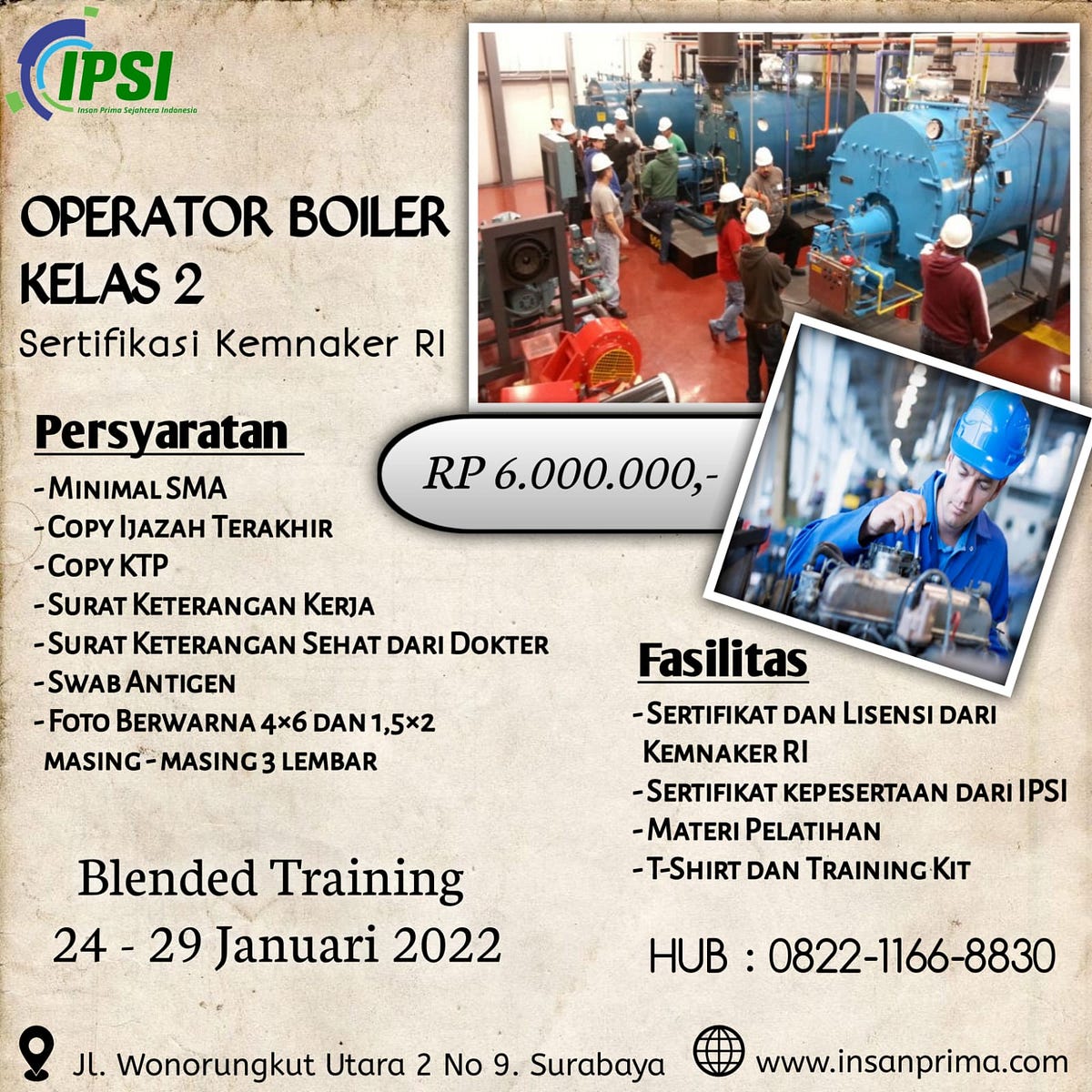 Operator Boiler Kelas 2 TERCEPAT, WA (0822-1166-8830), PUSAT PELATIHAN ...