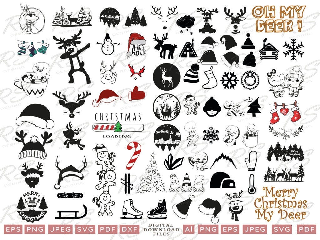 Mega Christmas Svg Bundle, Christmas Clipart, Christmas Silhouette ...