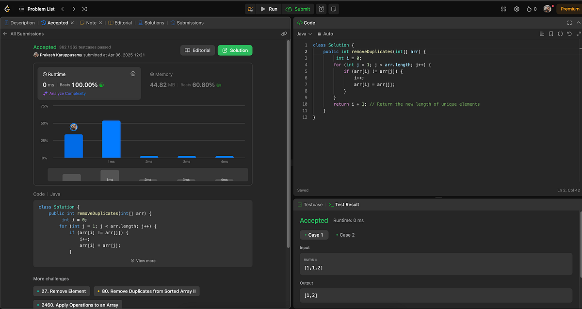 Java Dsa Remove Duplicates From The Sorted Array By Prakash Karuppusamy Medium