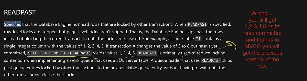SQL Server READPAST. Useful but watch out | by Hussein Nasser | Medium