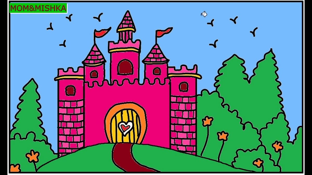 How To Draw a Castle — VERY EASY For Kids || How To Draw a Castle Step ...