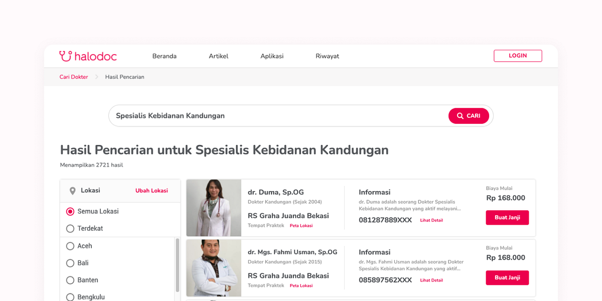 UX Design Review — Halodoc : Doctor Search-Result Page | by KETARA | Medium