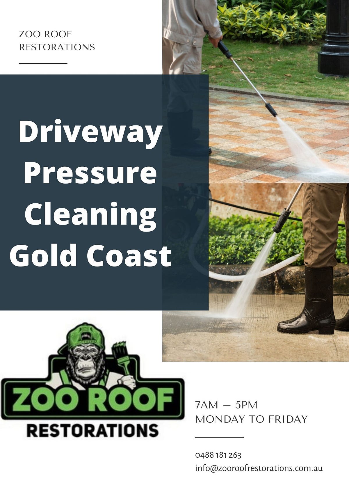 Driveway Pressure Cleaning Gold Coast - Zoo Roof Restorations - Medium