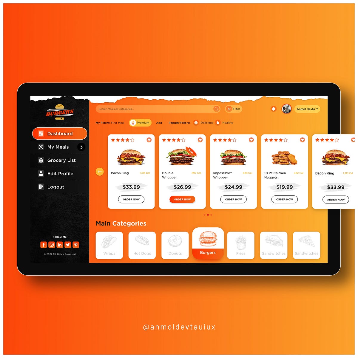 Food WebApp | Dashboard Design Concept Follow for daily design ...