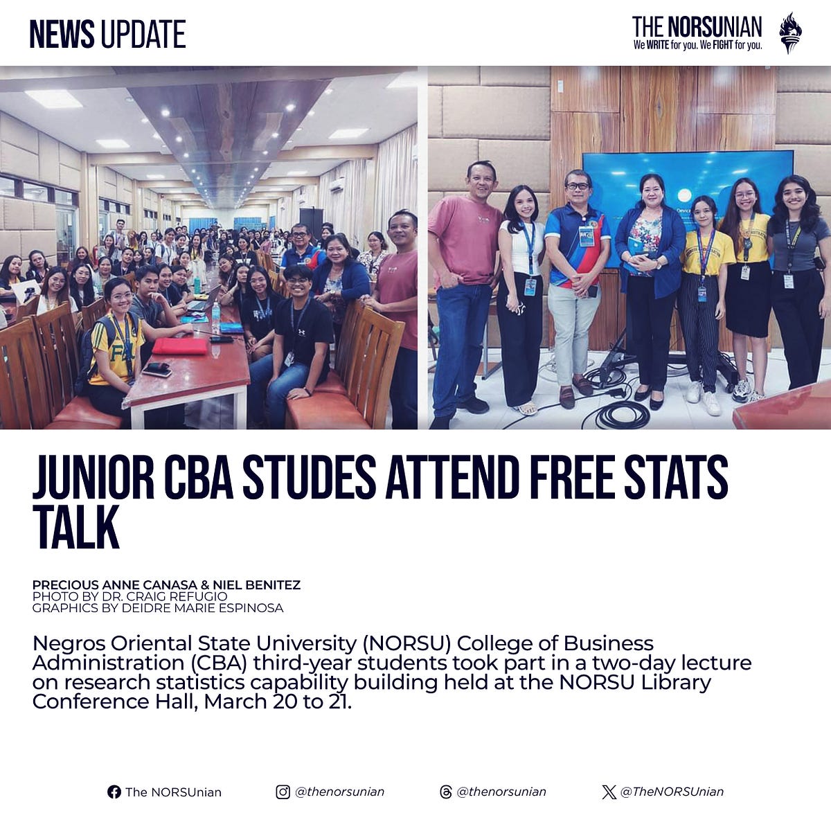 Junior CBA studes attend free stats talk | by The NORSUnian | Apr, 2024 | Medium