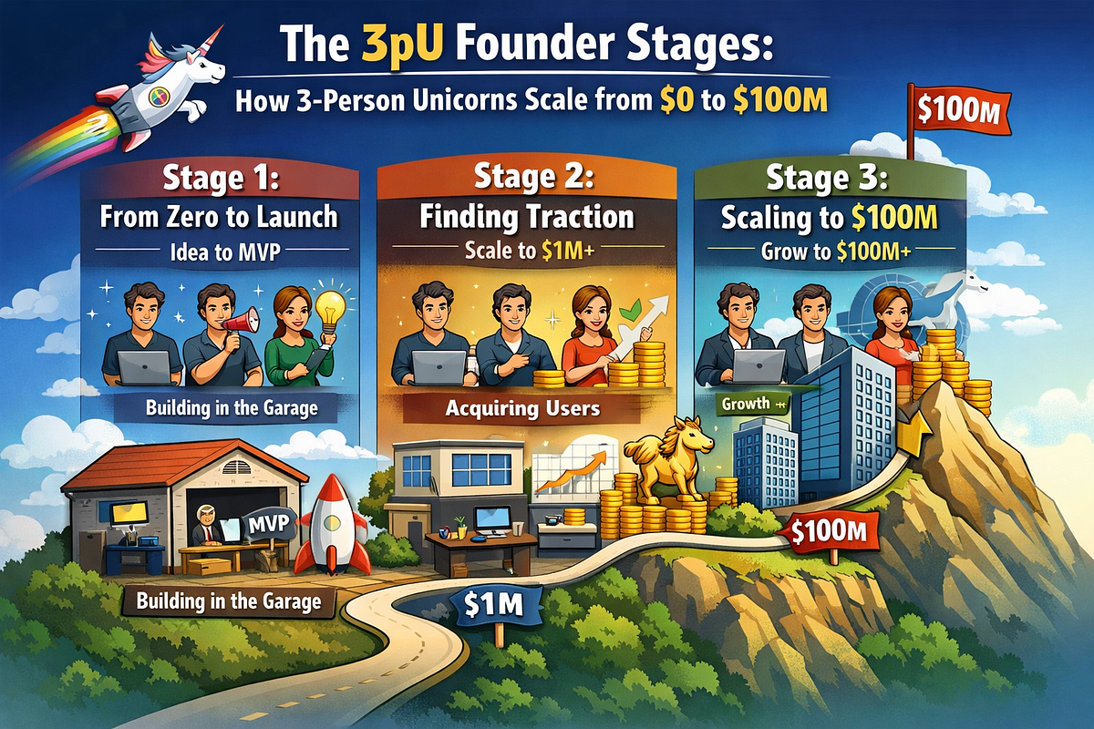The 3pU Founder Stages: How 3-Person Unicorns Scale from $0 to $100M ...
