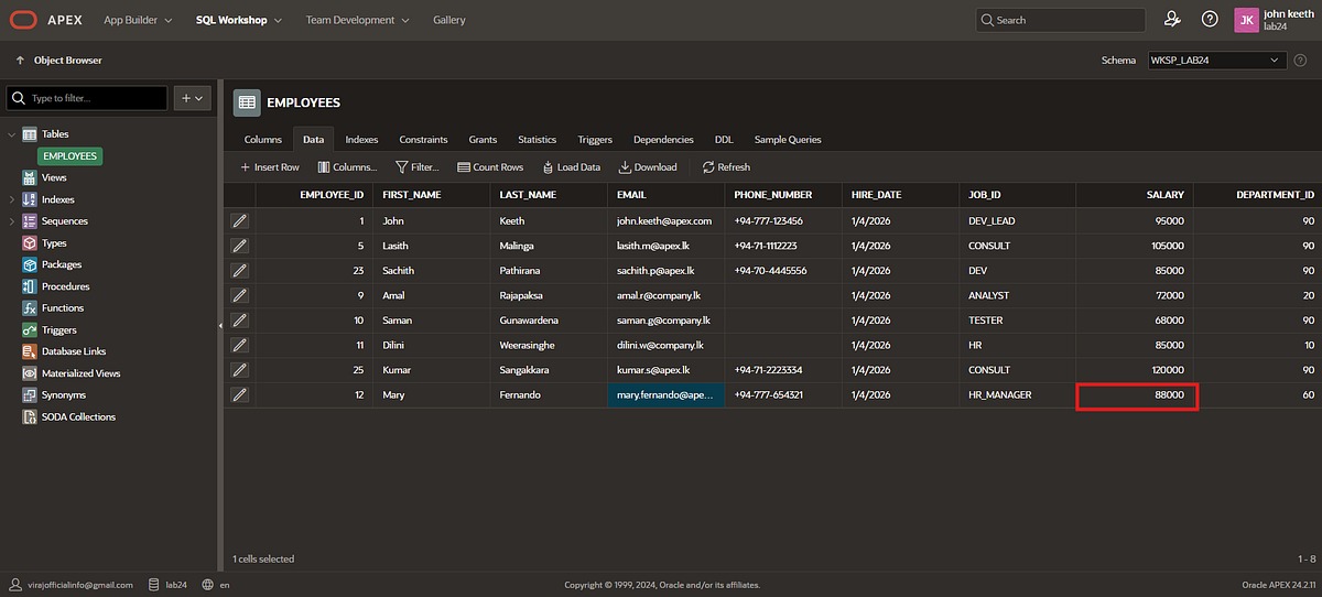 PL/SQL - 9 : Modifying Data in Tables - UPDATE Statement Explained | by viraj sameera | Jan ...
