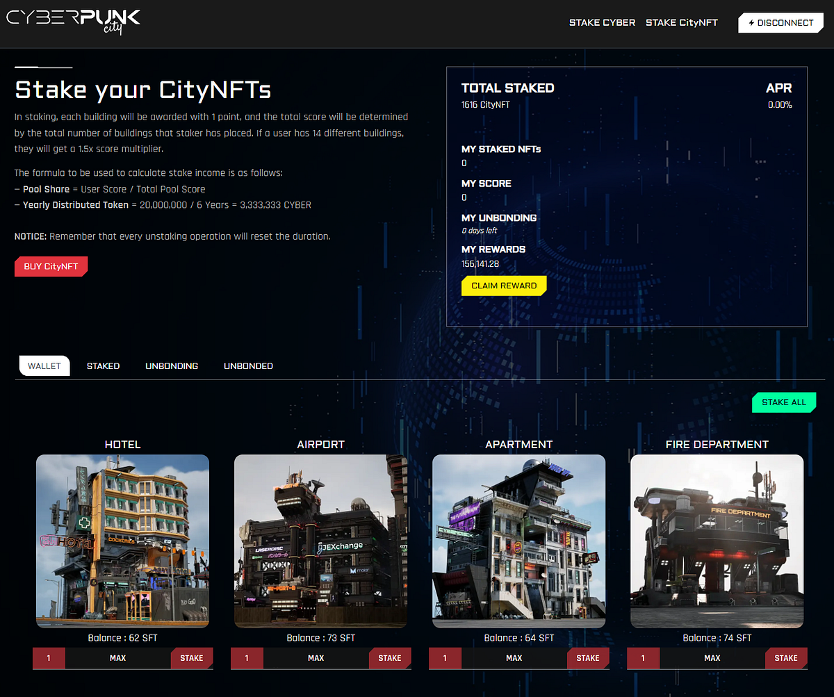 Token & SFT Staking. CYBER Token Staking | by Cyberpunk City | Medium