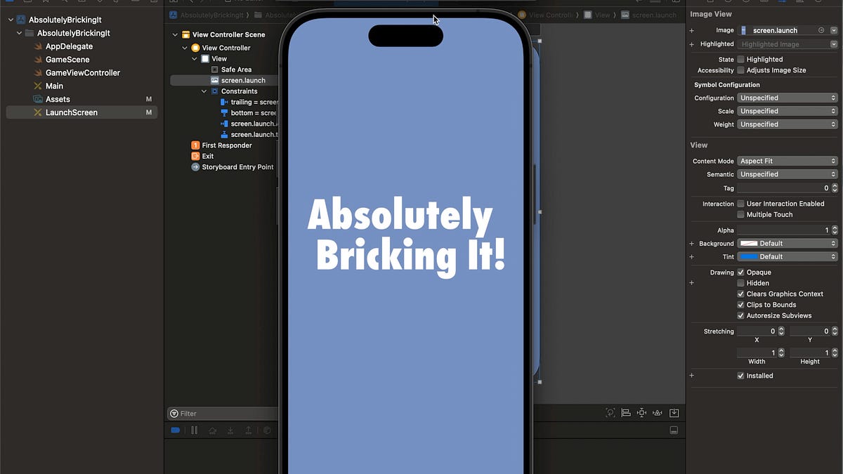 SpriteKit Project — AbsolutelyBrickingIt — Set up a launch screen | by atomicswiftdev | Aug ...
