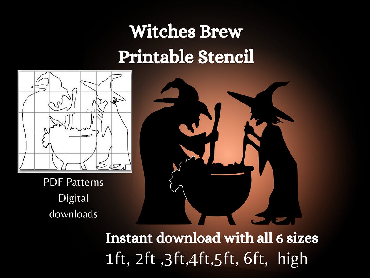 6ft witches and cauldron digital pdf template , yard display pattern ...