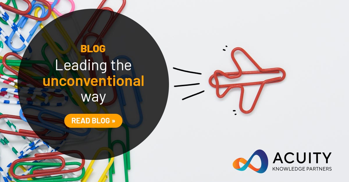 Benefits of leading the unconventional way | by Acuity Analytics | Medium