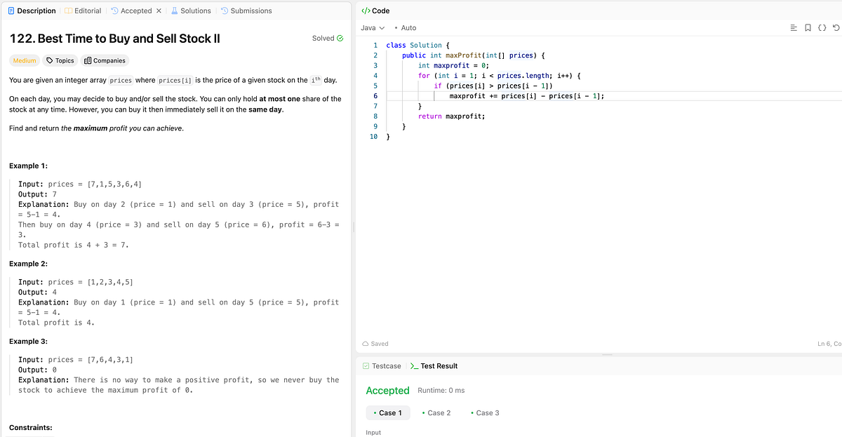 Leetcode — Buy and sell stock II - Martin Dai - Medium