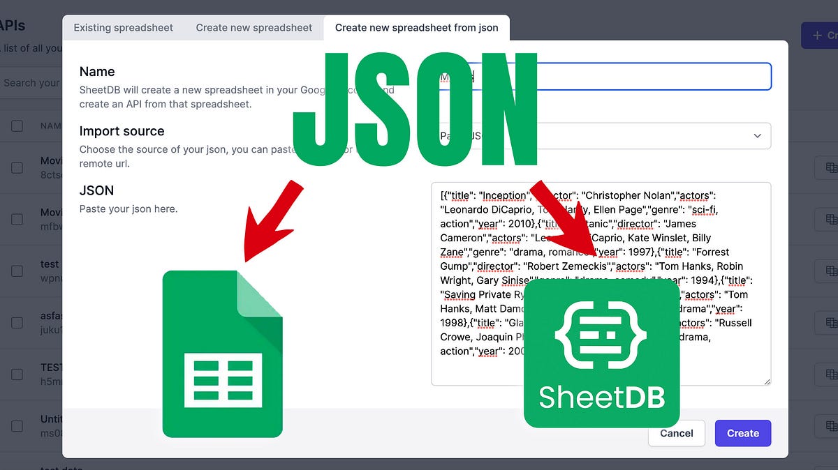 Create Spreadsheets And Apis From Json Strings Or Remote Urls By 6663