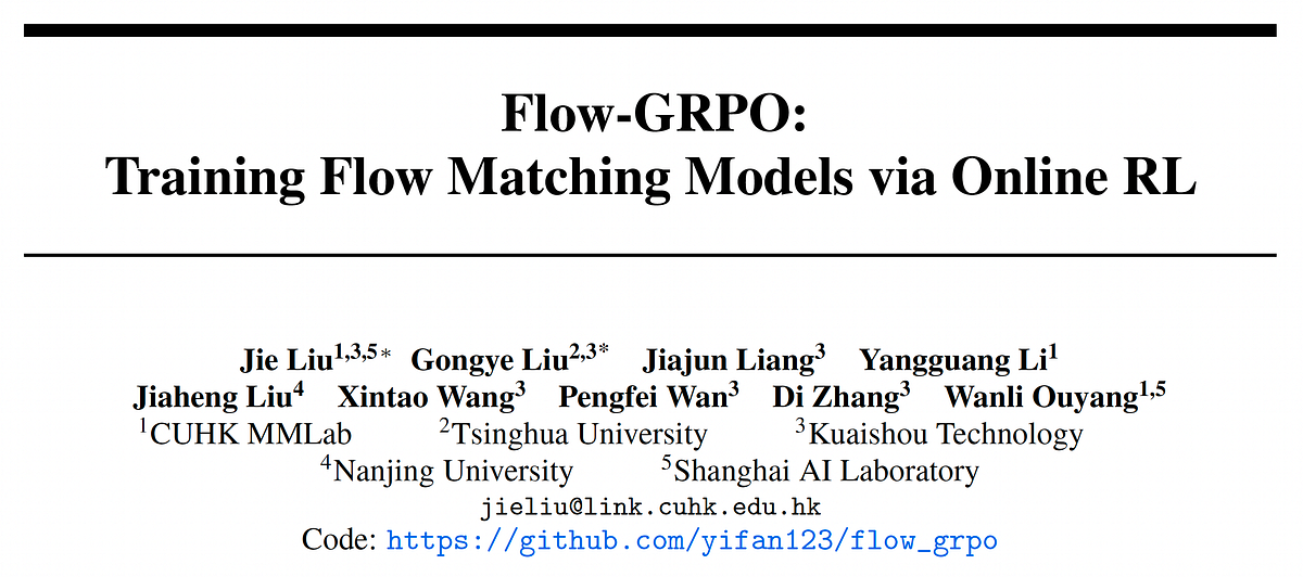 Flow-GRPO: Training Flow Matching Models via Online RL | by AI2060 | Medium
