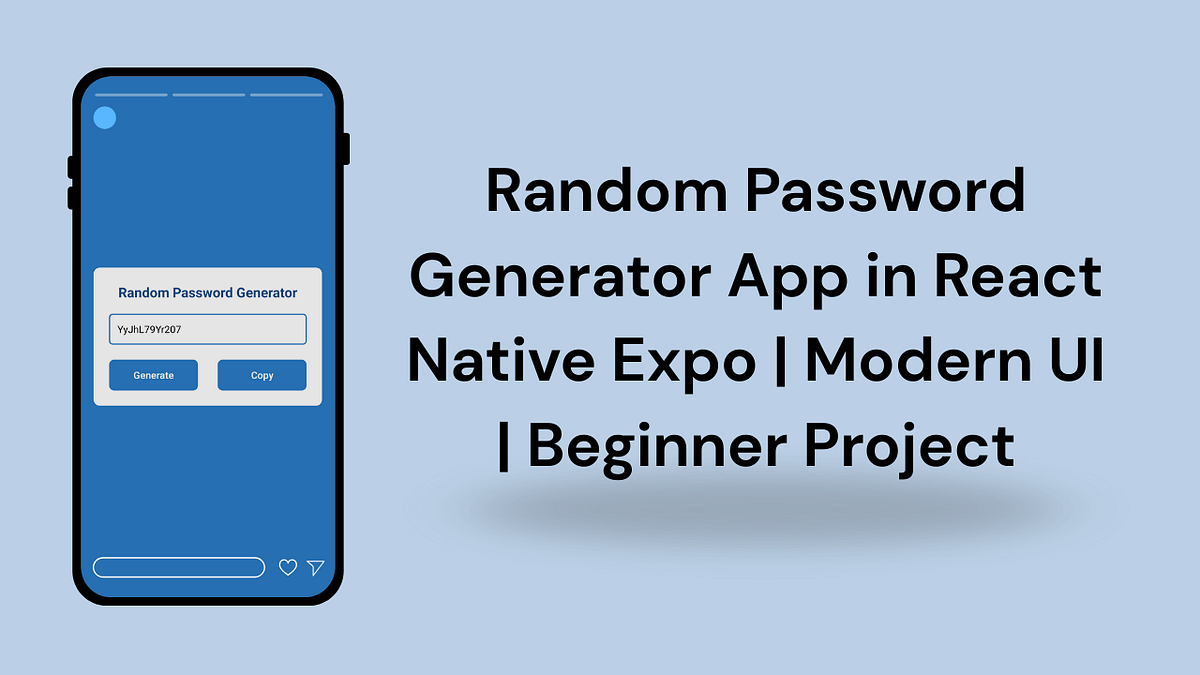 Random Password Generator App in React Native Expo | Modern UI ...
