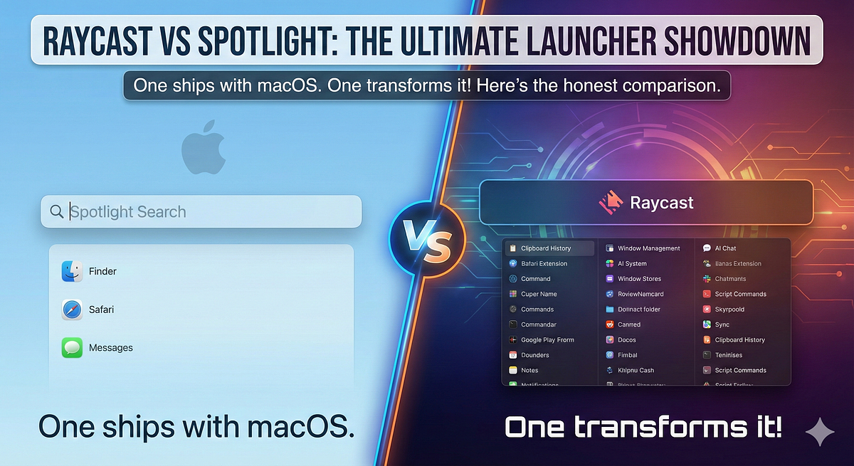 Raycast vs Spotlight: The Ultimate Launcher Showdown | by Nihal Shah | Mac O’Clock | Dec, 2025 ...