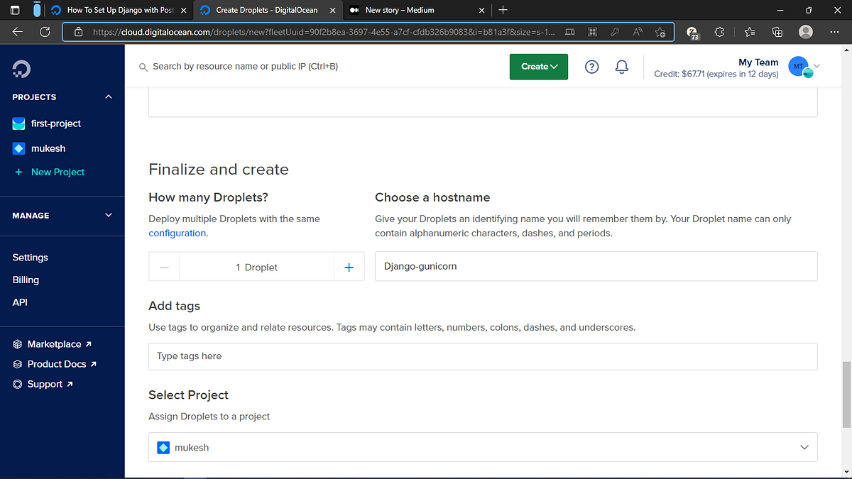How to Host Django with Gunicorn in simple way on DigitalOcean. | by paritosh kapadiya | Medium