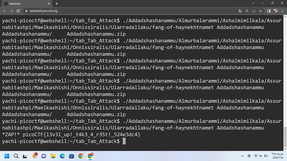 7/5 picoCTF-Tab, Tab, Attack - yang ya chi - Medium