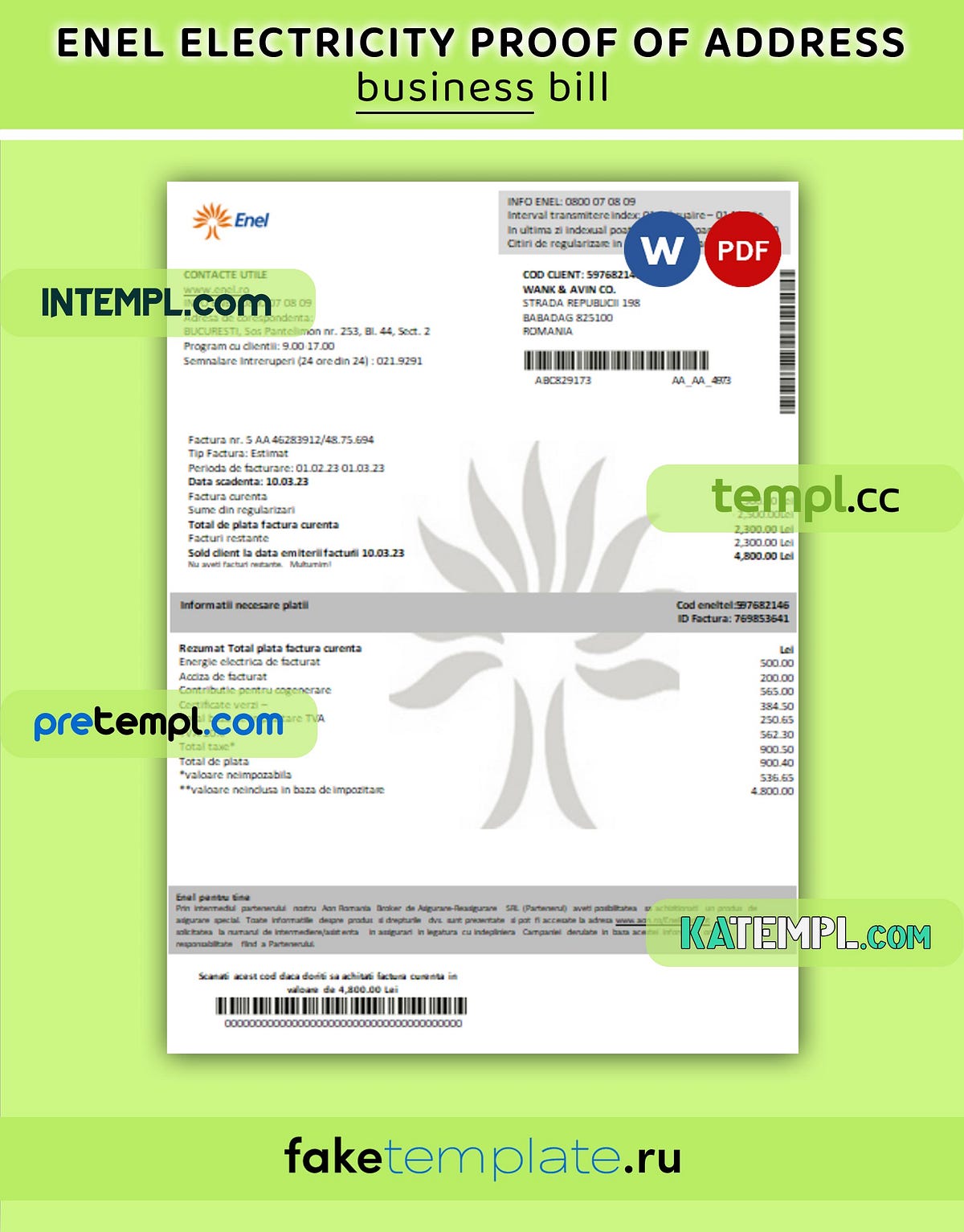 Enel electricity business utility bill, Word and PDF template | by Intemplbusinessbill | Medium