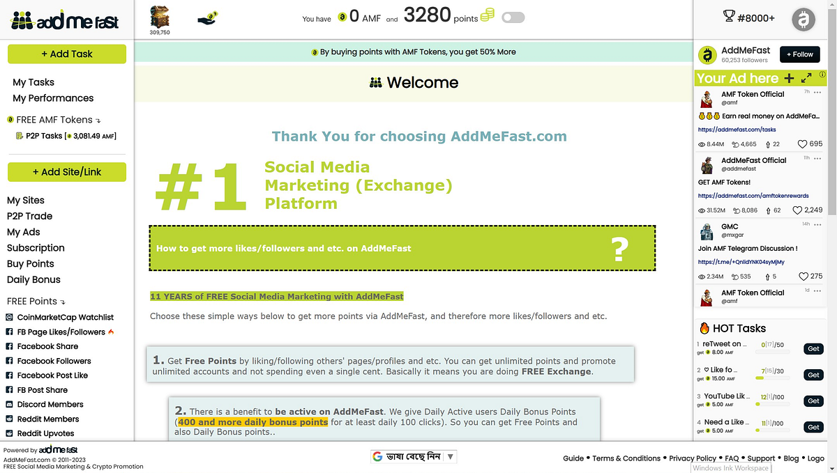 AddMeFast: The 1# Best Social Free Media Exchange Platform | by Taaseen Bin Farhan | Medium