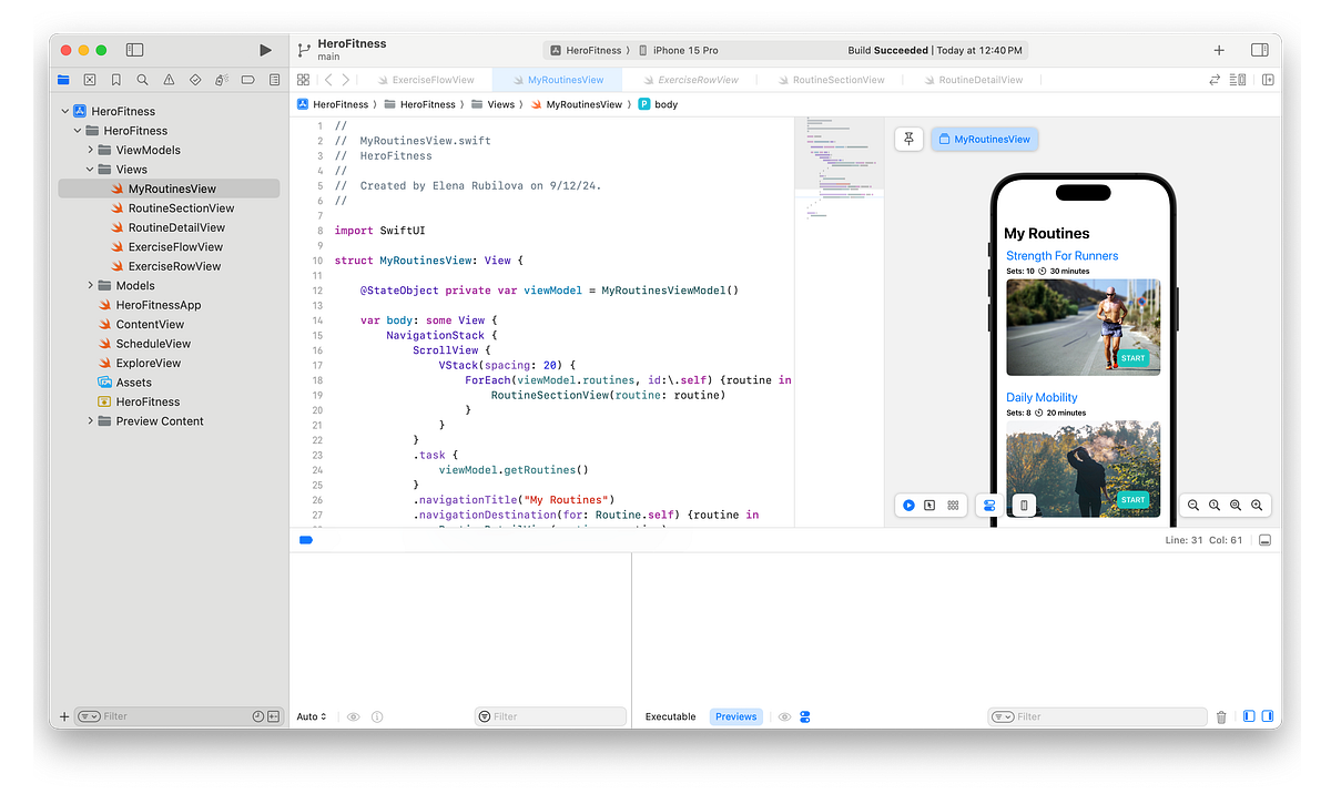 SwiftUI Navigation in Practice with a Hero Fitness App | by Elena R. | Sep, 2024 | Medium