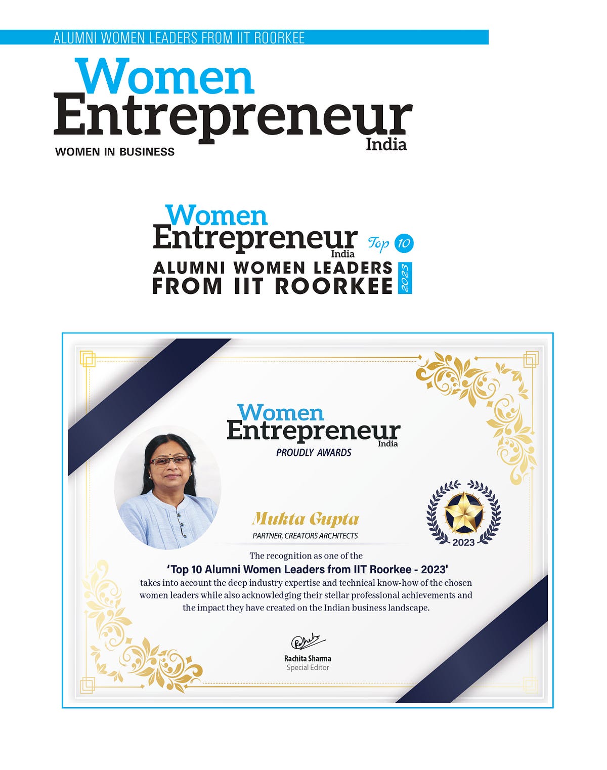 Mukta Gupta Awarded as One of IIT Roorkee’s Distinguished Top 10 Alumni ...