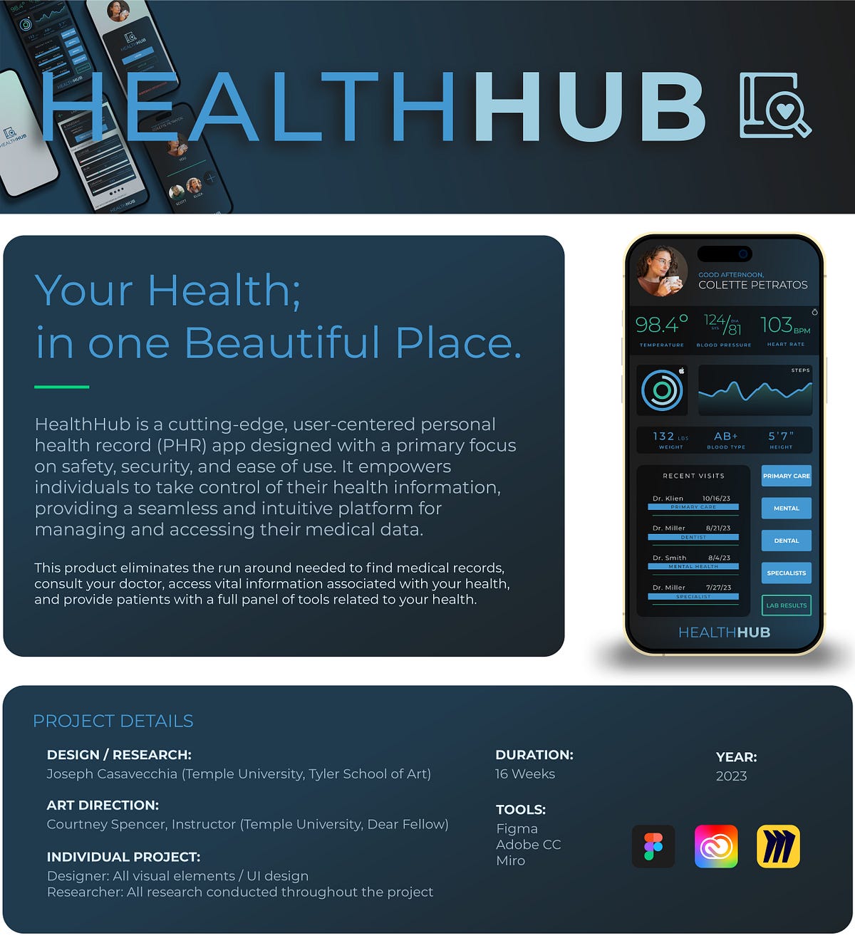HEALTHHUB: a modern PHR iOS app. Joseph Casavecchia, Tyler School of ...