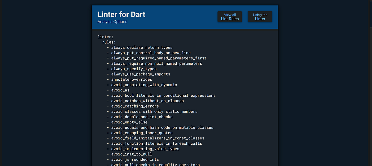 Lint Rules in Flutter | Flutter Community