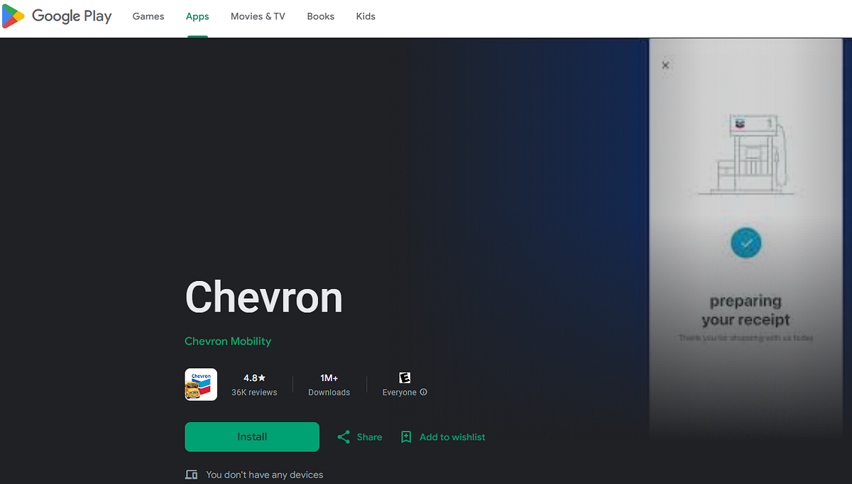 Install and Register in the Chevron App! - Cash offer - Medium