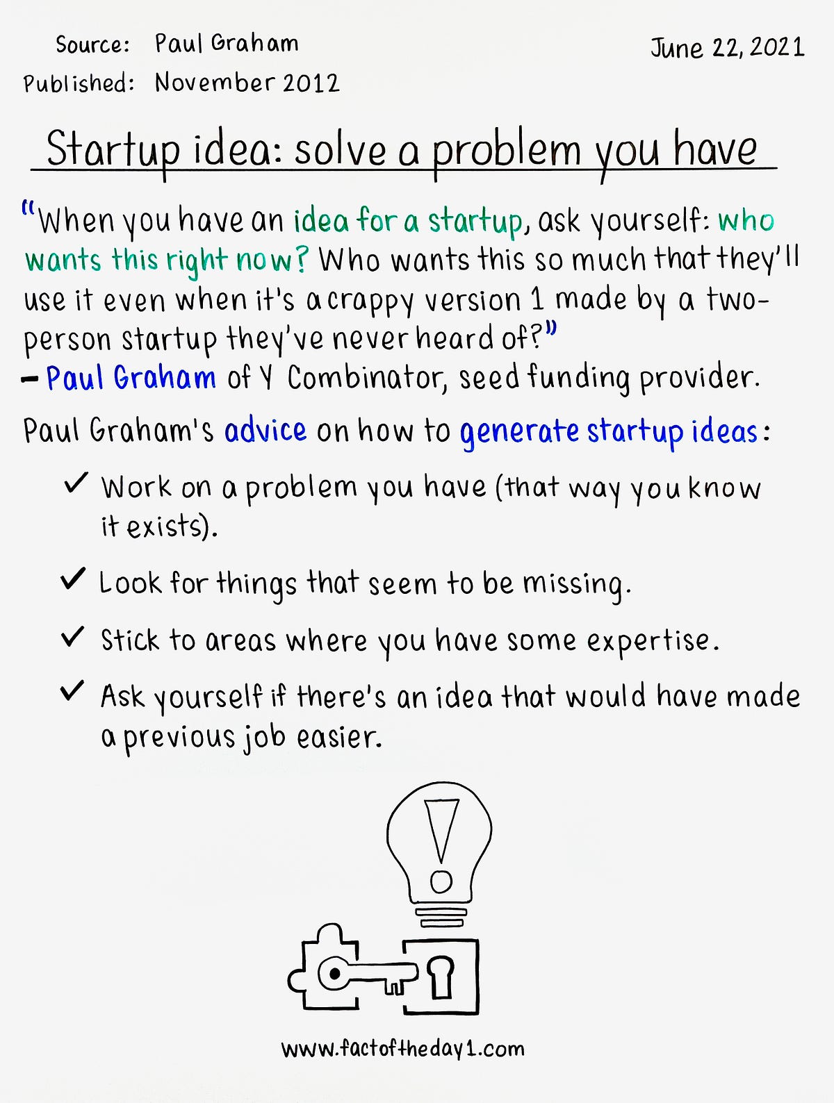 June 22: Startup idea: solve a problem you have - Fact of the Day 1 ...