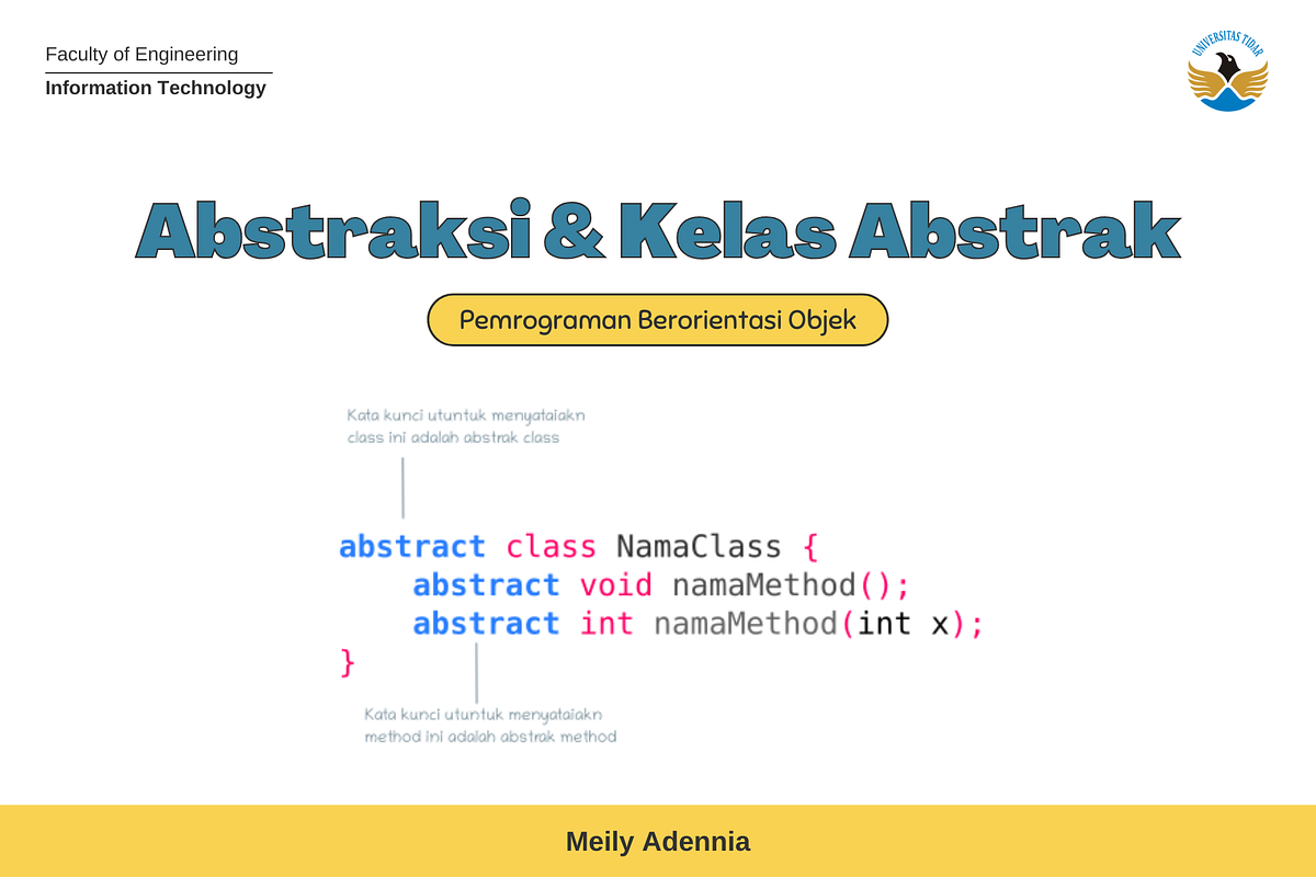 Abstraksi dan Kelas Abstrak | Praktikum PBO 9 | by Meily Adennia | Oct ...