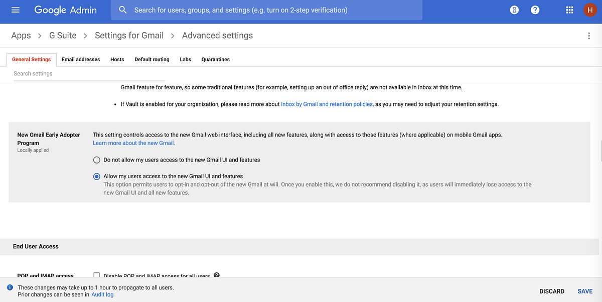 Turning on the “New Gmail” April 2018 user interface for Gsuite admins ...