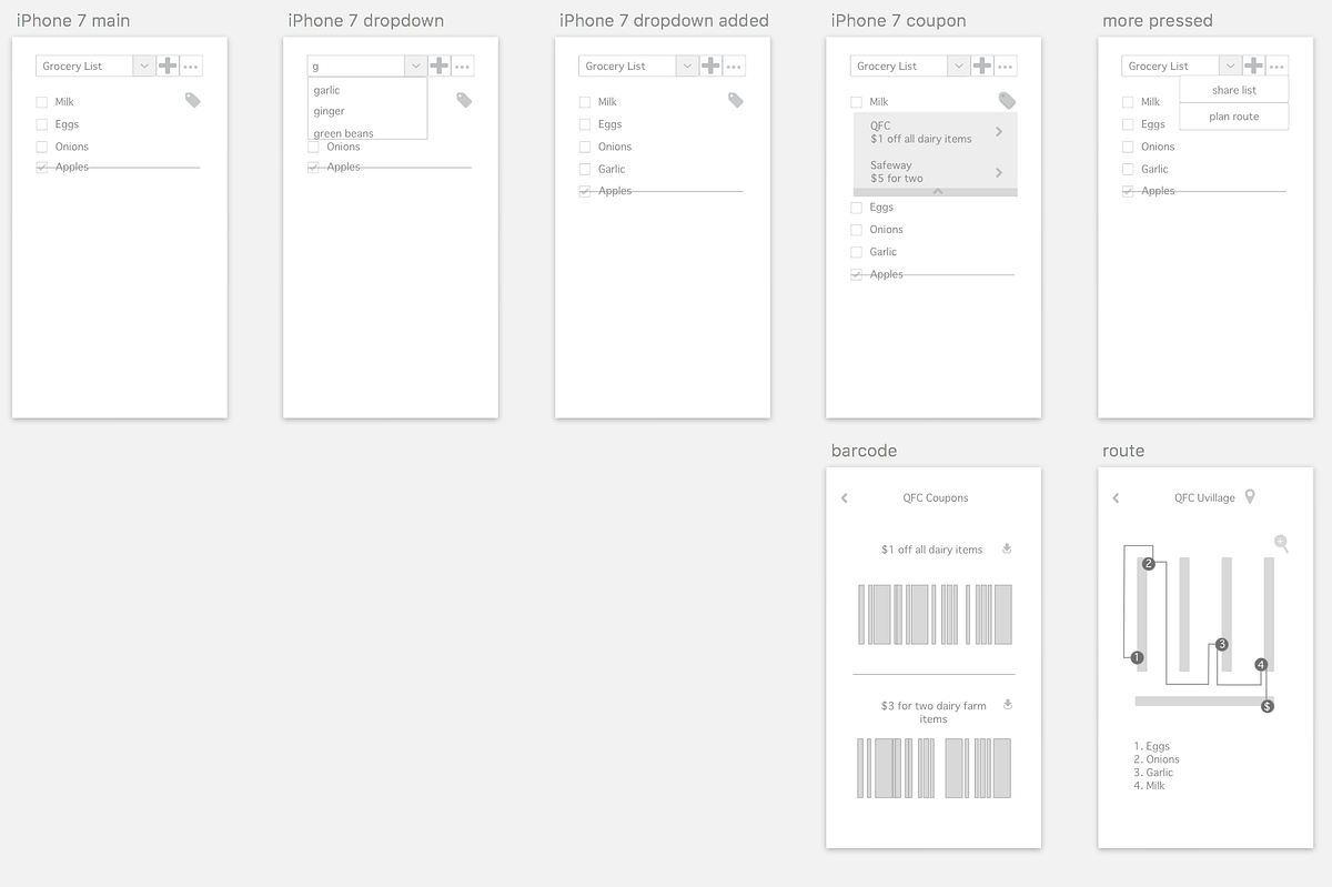 Wireframe Prototype: Grocery List App | by Joy Jean | Medium